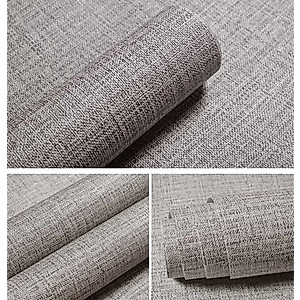 Linen Pattern Contact Paper Waterproof Shelf Drawer Liner Self-Adhesive Cabinet Sticker，Wallpaper 15.6Inch by 118Inch (Gray)