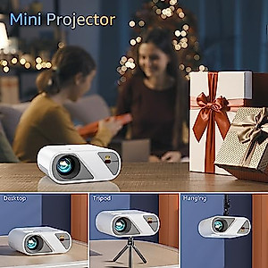 Mini Full HD Projector, Portable Movie Home Outdoor Projector, Compatible with HDMI, USB, Laptop, TV Stick, PS5, iOS & Android, U Disk, Game Console