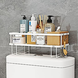 tristonsong 2-Tier Bathroom Over The Toilet Storage Shelf Countertop Organizer Kitchen Storage Organization with Wire Bracket Black