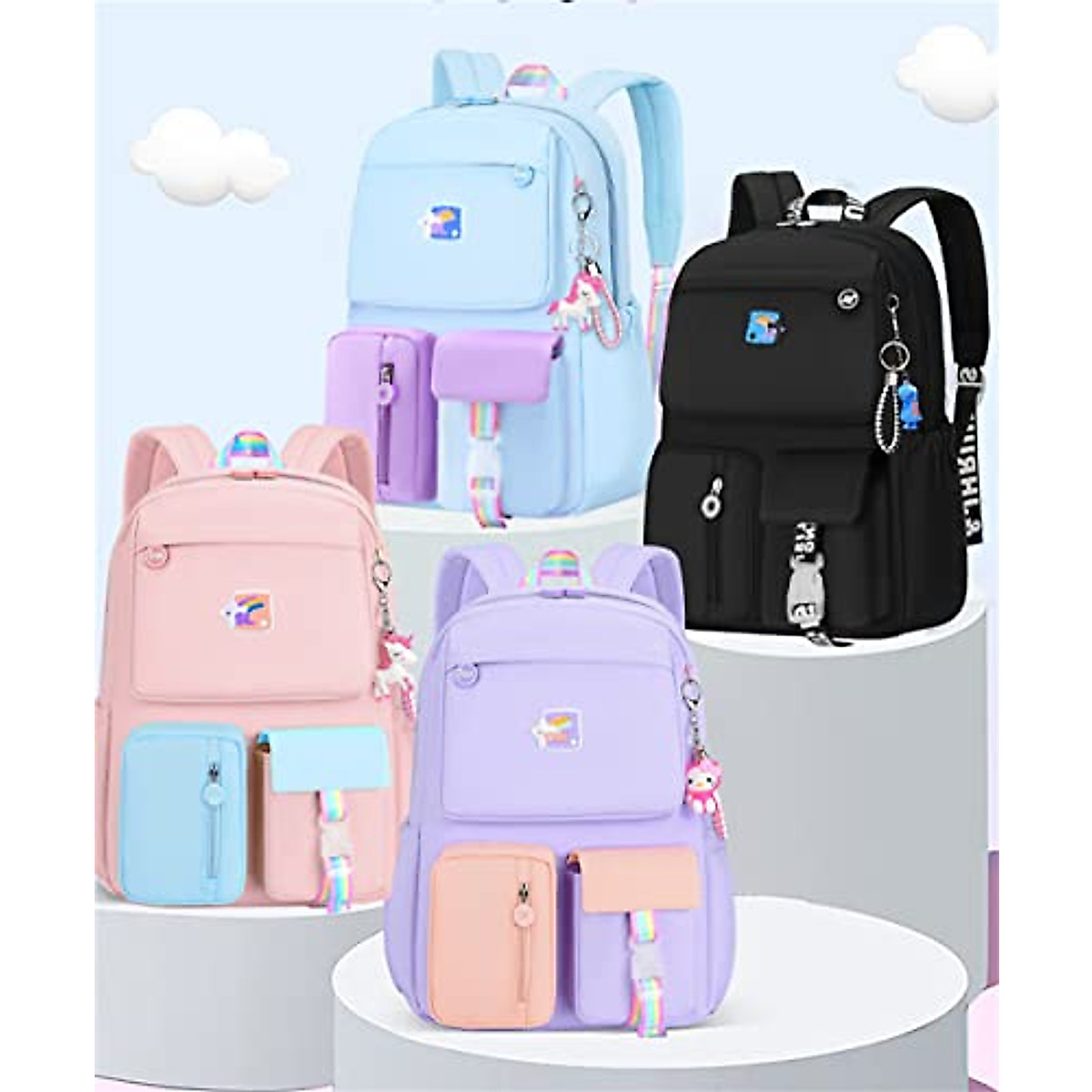 Unicorn Kids Backpack Girls Backpacks Elementary Bookbags School Bags Daypacks Send Pendant