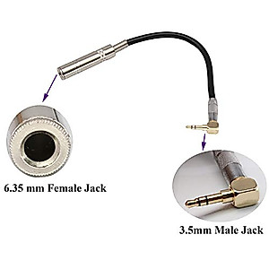 AAOTOKK 90 Degree 1/8 to 1/4 Stereo Adapter Cable, TRS 90 Degree 3.5mm Male to 6.35mm Female Stereo Audio Adapter for Amplifiers, Guitar,Home Theater Devices,Laptop etc.(9inch/24cm）