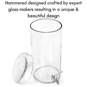 BIRDROCK HOME 1.5 Gallon Beverage Dispenser with Lid - Hammered Glass - Stainless Steel Spigot - Decorative Round Jar for Drinks - Lemonade Sangria Tea Water Drink Jar Jug - Home Parties
