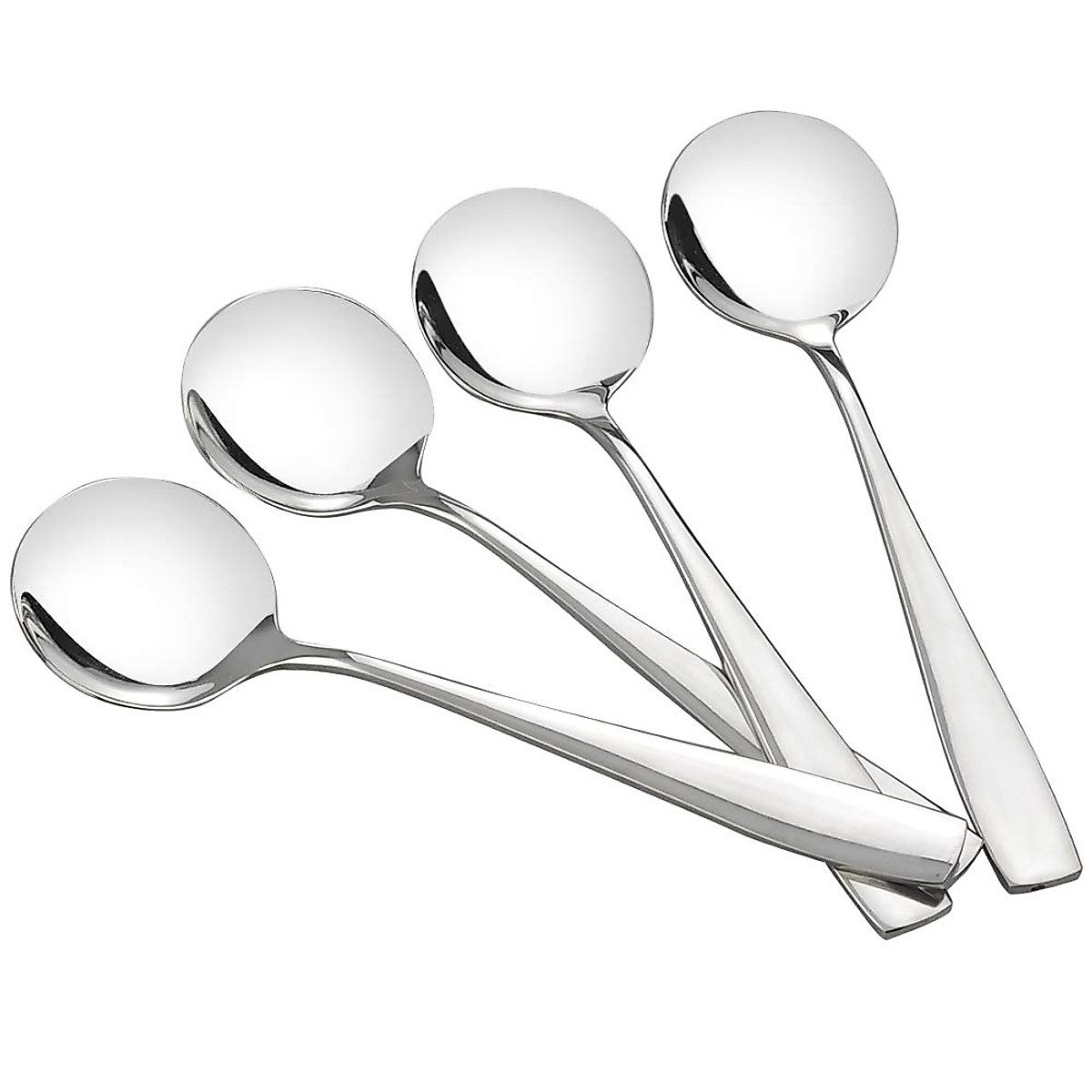 HOMMP 16-Piece Soup Spoons, Round Stainless Steel Bouillon Spoons