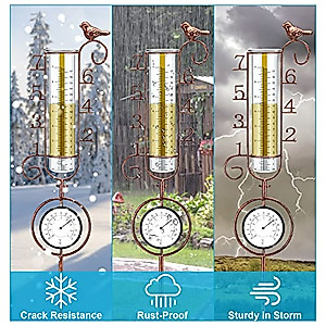 APSOONSELL Rain Gauge Large Number, 32" Copper Rain Gauges Outdoor, 7" Capacity Rain Gauge with Metal Stake for Garden Yard Lawn Decoration