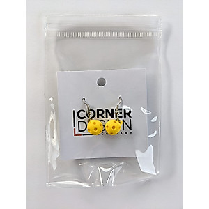 Mini pickleball earrings - hook and dangle style, 1cm (.36in) diameter ball, great pickleball accessory