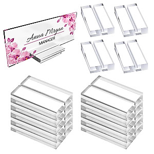 BOYIVI 10 Pieces Acrylic Place Card Holders Clear Place Acrylic Stands Name Card Wedding Sign Display for Table Numbers Wedding Photos Office Menu Meeting