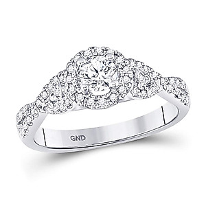 Dazzlingrock Collection 14kt White Gold Womens Round Diamond Solitaire Twist Bridal Wedding Engagement Ring 1/2 ctw