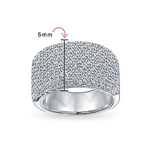 Personalized Micro Pave AAA Cubic Zirconia Cocktail Anniversary Wide CZ Pave Anniversary Statement 1/2 Eternity Wedding Band Ring For Women .925 Sterling Silver Customizable
