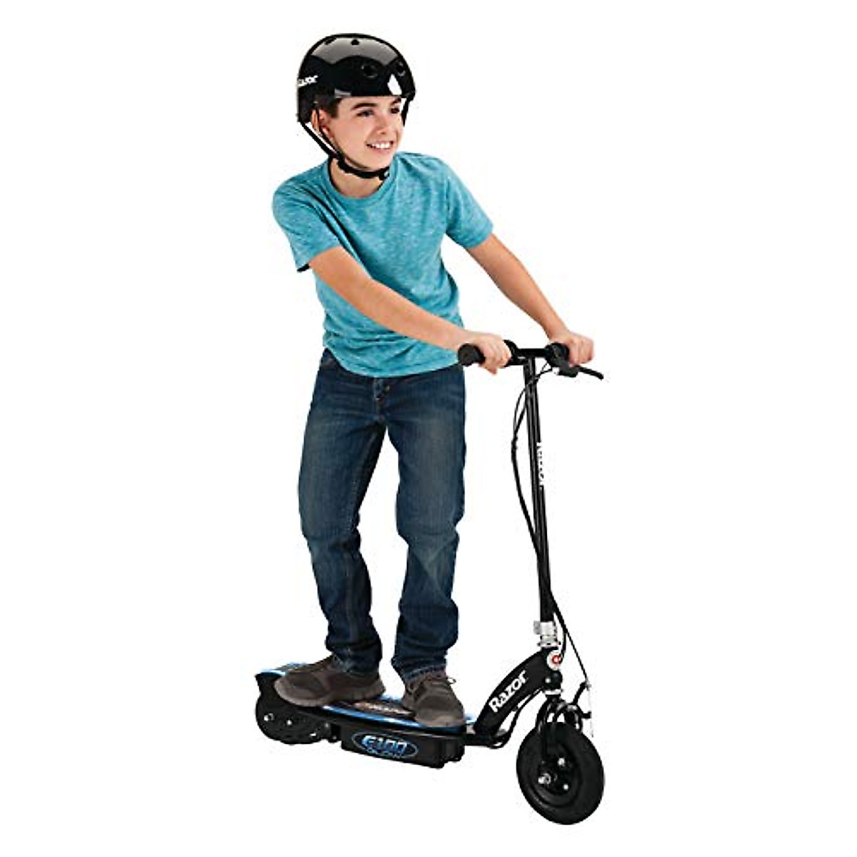 Razor E100 Electric Scooter for Kids Ages 8+ - 8" & Power Core E90 Glow Electric Scooter for Kids Ages 8+ - 90w Hub Motor, LED Light-Up Deck, Up to 10 mph and 60 min Ride Time
