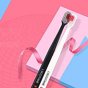 PiniceCore 2pcsToothbrushes Black and White Heart Shaped Couple toothbrushes eco Friendly Nano toothbrushes Dental Care Brush BlackWhite one size