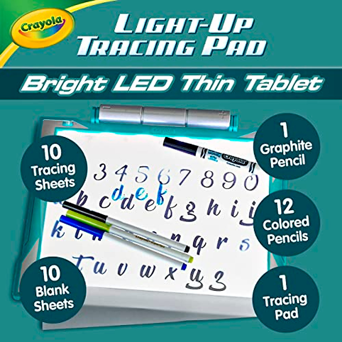 Crayola Light Up Tracing Pad - Teal, Kids Light Board For Tracing & Sketching, Easter Toys for Kids, Easter Gifts, 6+ [Amazon Exclusive]