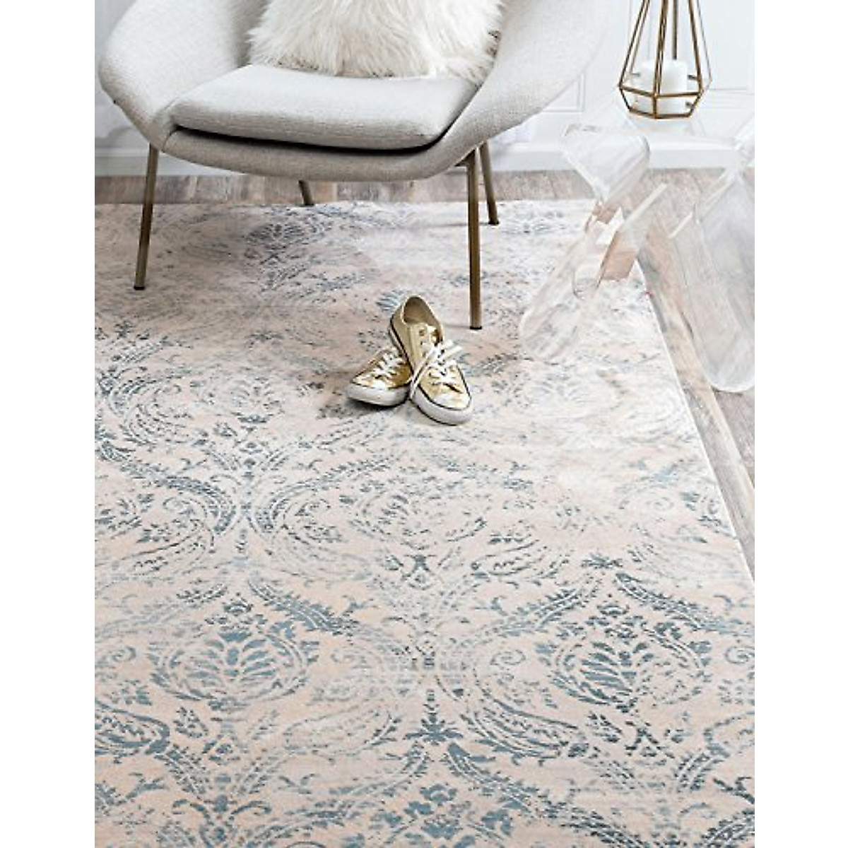 Unique Loom Paris Collection Pastel Tones Traditional Distressed Blue Area Rug (8' 0 x 10' 0)