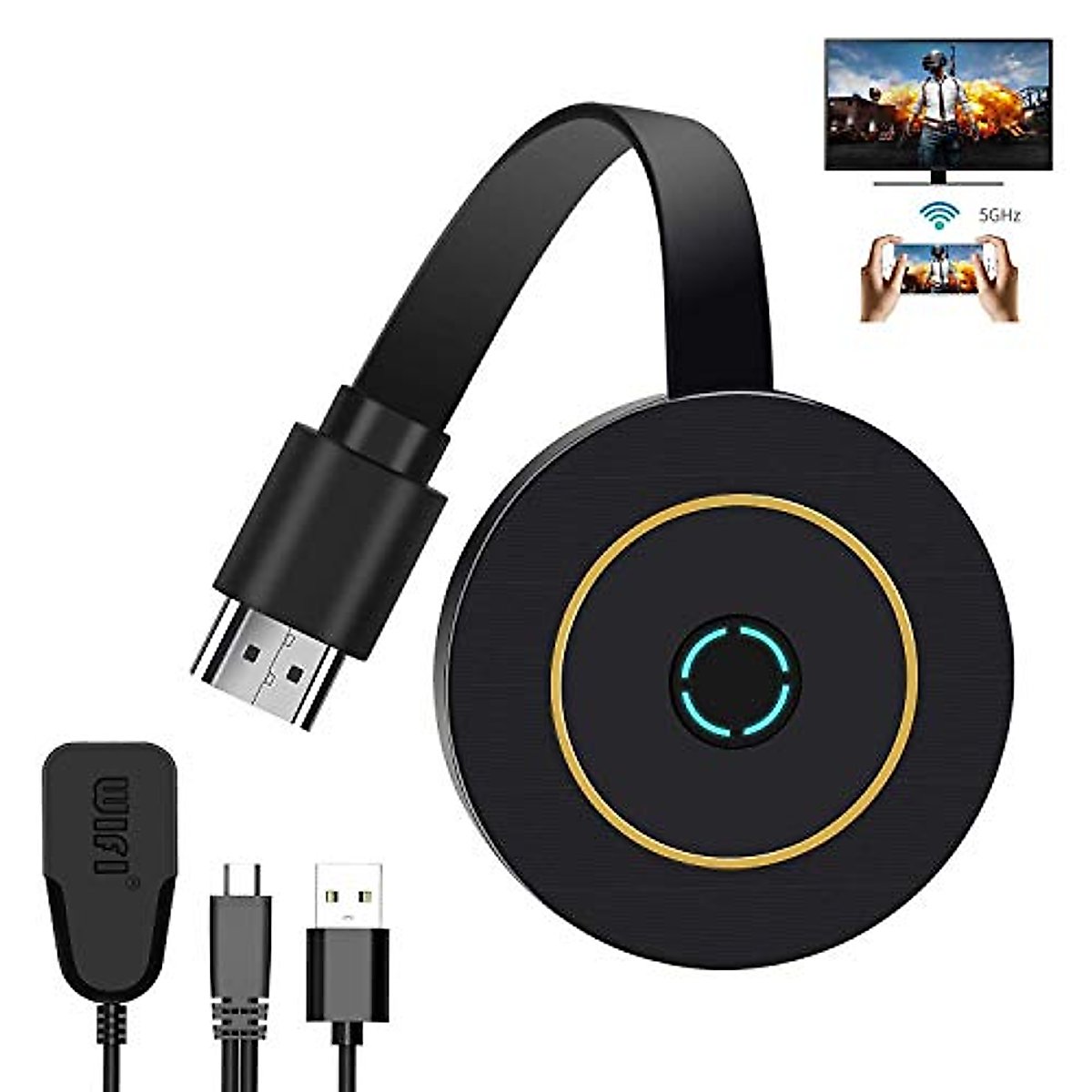 Wireless Display Dongle, 4K WiFi Portable Display Receiver 1080P HDMI Screen Mirroring Compatible with iPhone Mac iOS Android to TV Projector Support Miracast Airplay DLNA No Switching