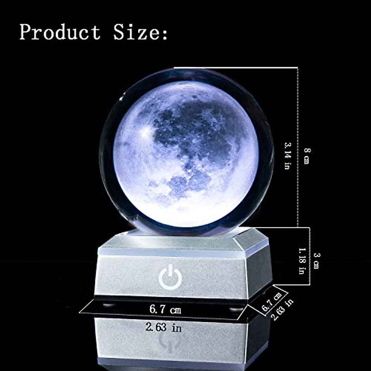 PODOI 3D Moon Crystal Ball, Birthday Christmas Astronomy Gifts for Kids, Gifts for Space Lovers, Presents for Children