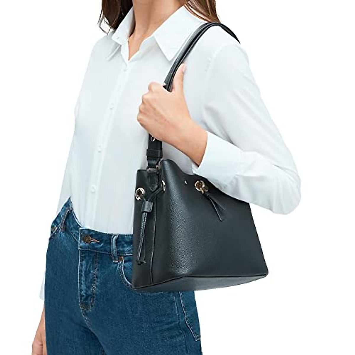 Kate Spade New York Marti Small Convertible Drawstring Bucket Bag (Black)