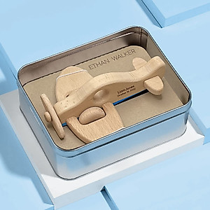 Ethan Walker Personalized Airplane Gift with Babys Name Engraved - A Perfect Keepsake Toy for Toddler, Infant or Newborn Baby, Birthday Baptism for Boy or Girl Room Decor - Mom Will Love - Blue