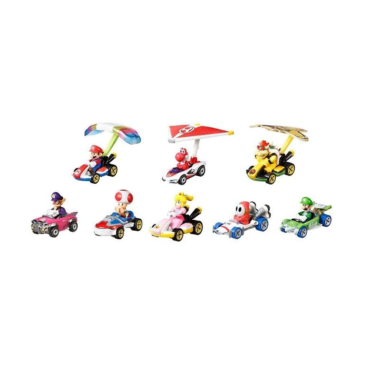 Hot Wheels Mario Kart 8 Vehicle Race Car Character Kart Glider Collector Set