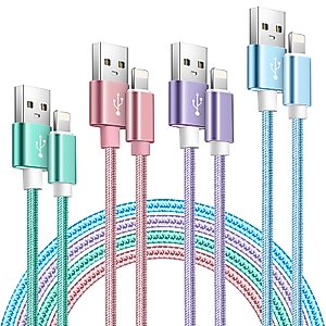 Souina Phone Charger, 4 Pack [3/6/6/10 FT] Nylon Braided Fast Charging Lightning Cable Compatible Phone 14 13 mini/13/12/11 Pro MAX/XR/XS/8/7/Plus/6S/SE/iPad