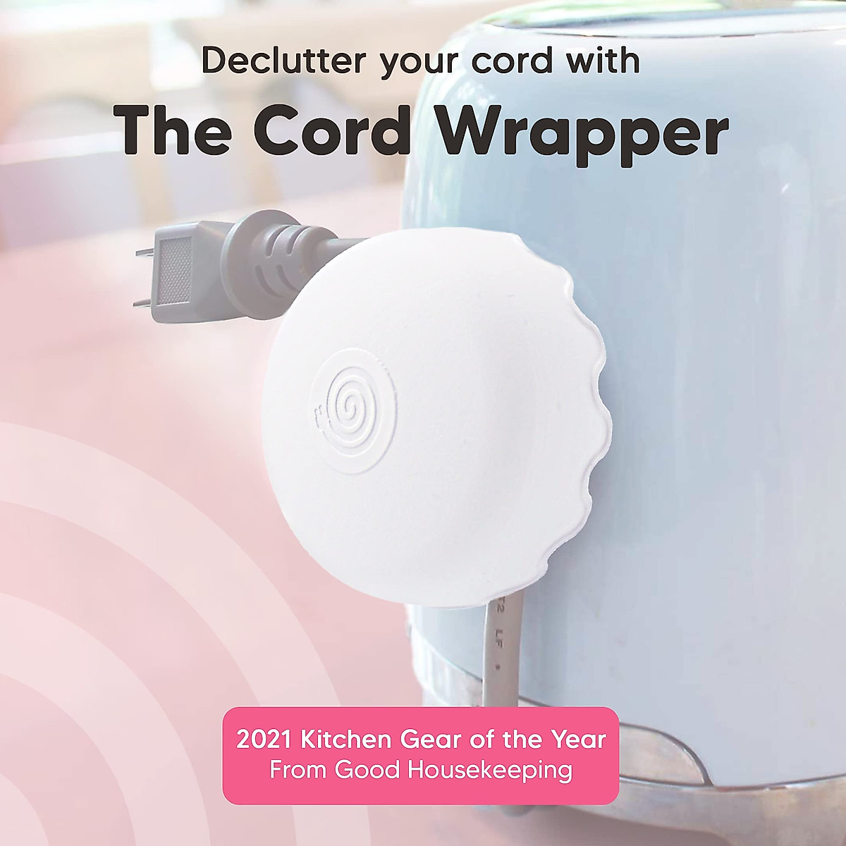 2-Pack Heat-Resistant Cord Organizer for Appliances, Kitchen, Computers & More | Stick-On Cord Wrappers with Flexible Base, Secure Scalloped Edge, White (3 x 1.5 Inches)