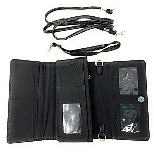 western rhinestone skull concho stitched handbag purse set (black)