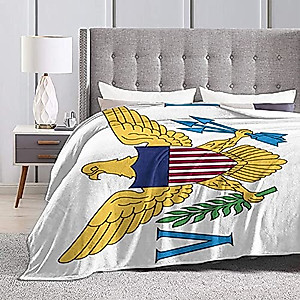 Flag of United States Virgin Islands Flannel Fleece Throw Blankets for Bed Sofa Living Room Soft Blanket Warm Cozy Fluffy Throw Plush Blanket