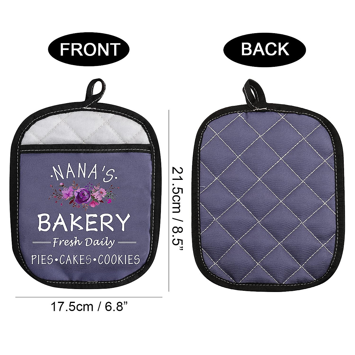 Nana Gift Nana’s Bakery Fresh Daily Pies Cakes Cookies Nana Oven Pads Pot Holder with Pocket (Nana's Bakery)