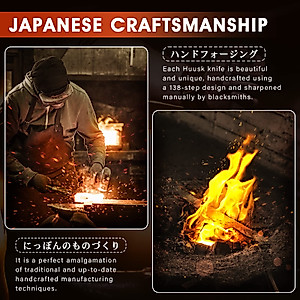 Huusk Hand Forged Meat Cleaver Knife Bundle with Boning Knife for Meat Cutting