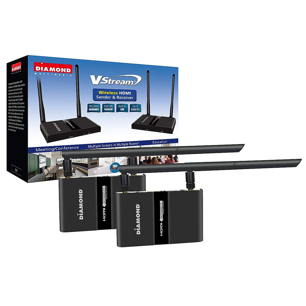 Diamond Multimedia Multi- Channel 2X2 Wireless HDMI 5GHz Kit, Stream HD 1080P Video/Audio up to 300 ft from Any HDMI Source to HDTV/Monitor/Projector (VS600), Black