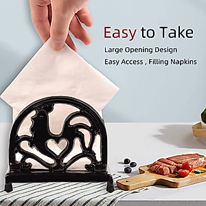 MINLUFUL Napkin Holder for Table - Vintage Cast Iron Paper Napkin Tissue Dispenser for Kitchen Dining Cocktail Bar, Black
