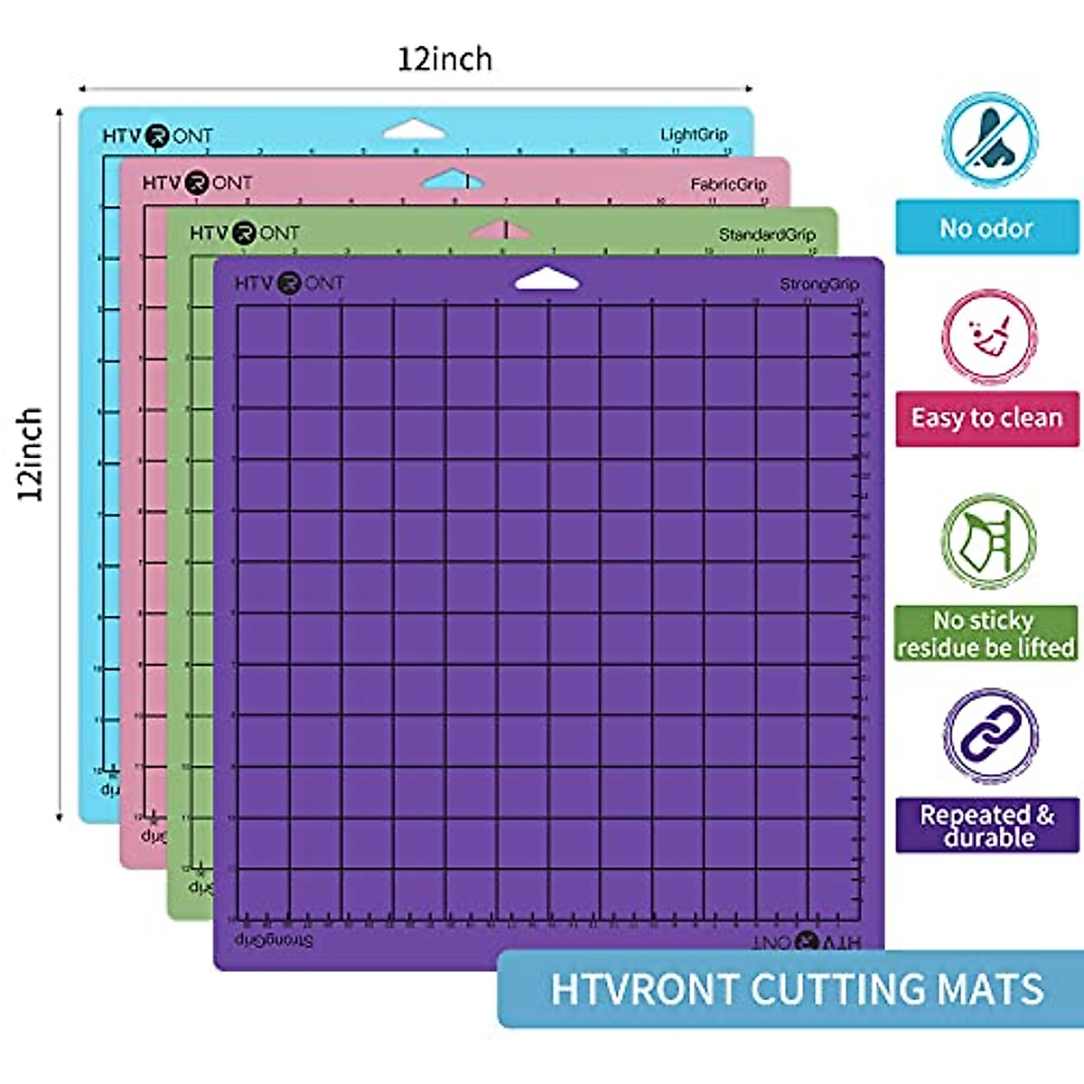 HTVRONT 6 Pack Cutting Mat 12x12 for Cricut Explore Air 2/Air/One(StandardGrip, LightGrip, StrongGrip, FabricGrip), Variety Adhesive Sticky Cutting Mats Accessories for Cricut