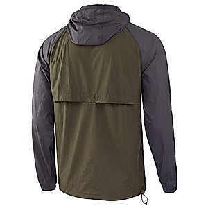 HARBETH Mens Lightweight Waterproof Active Hooded Nylon Jacket Workout Running Hiking Raincoat Army/Charcoal Gray XXL