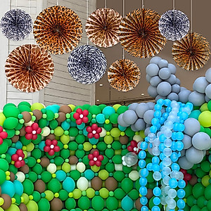 Outus 9 Pcs Animal Print Hanging Paper Fans Decorations Safari Theme Paper Fan Classroom Decoration Jungle Animal Ceiling Wall Garland for Wild Zoo Animal Baby Shower Birthday Party Supplies Decor