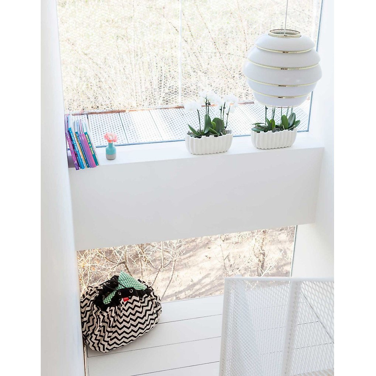 Play Mat and Toy Storage Bag - Durable Floor Activity Organizer Mat - Large Drawstring Portable Container for Kids Toys, Books - 55", Zigzag, Black