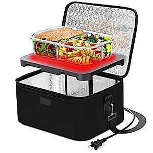 Aotto Portable Oven Personal Food Warmer - 110V Portable Mini Microwave Electric Heated Lunch Box for Work, Cooking and Reheating Meals in Office, Potlucks, Travel Hotel, Home Kitchen (Black)