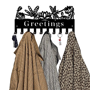 INFUNLY Key Hook for Wall Metal Key Hanger Hook 10 Hooks Dragonflies and Lotus Key Organizer Rack Wall Mounted Hanger for Keys Scarves Pet Leashes Entryway Front Door Kitchen Hallway