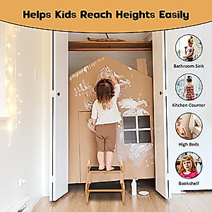 Wooden Step Stool for Kids, Toddler 2 Step Stool + Organic Burp Cloths 4 Pack Large 21''x10'' Premium