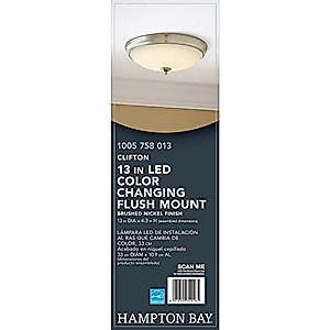 Hampton Bay Clifton 13 in. Brushed Nickel Selectable LED Flush Mount HUI8011LL-6/BN