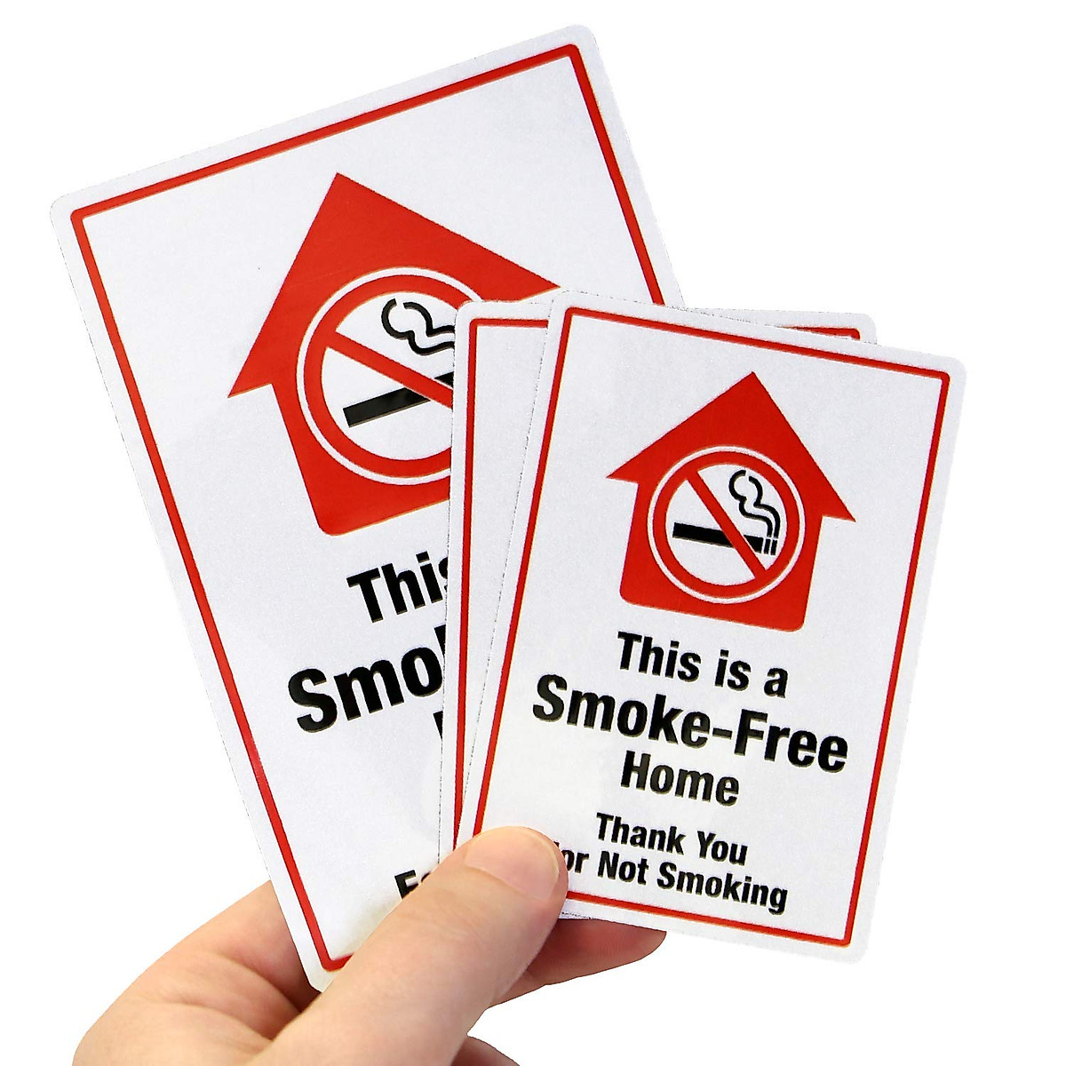 SmartSign This is A Smoke Free Home Stickers, Thank You for Not Smoking Decals | Pack of 3 EG Reflective Adhesive Decals/Labels/Stickers, Made in USA