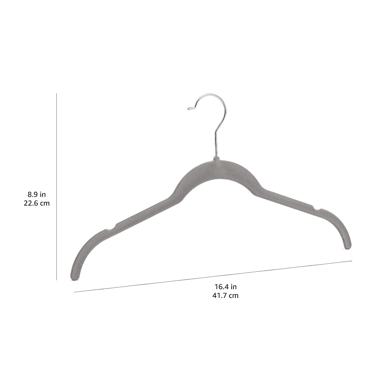 Amazon Basics Slim, Velvet, Non-Slip Shirt Clothes Hangers, Gray/Silver - Pack of 50