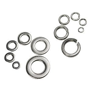 Split Lock and Flat Washer Assortment Set 304 Stainless Steel 400 Piece Silver, M3 M4 M5 M6 M8 M10 (Silver)