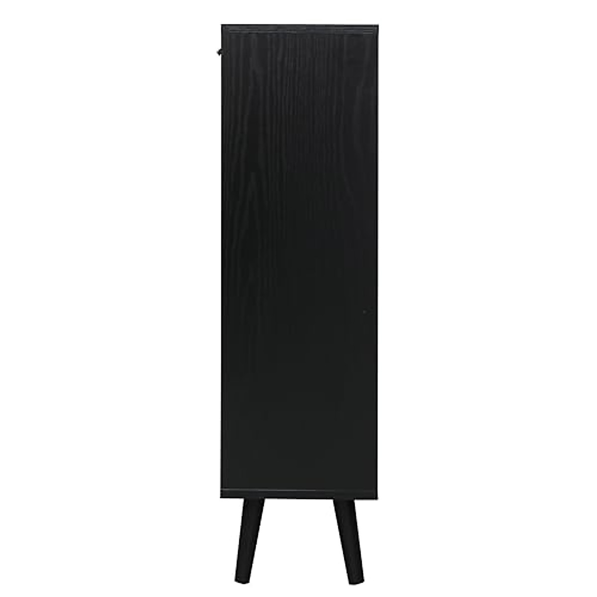 ZeHuoGe Large Rattan Shoe Cabinet with 4 Flip Drawers, Black 2-Tier Shoe Rack Boho Storage Cabinet for Heels, Boots, Slippers, Free Standing Shoe Rack, Entrance Hallway (Black)