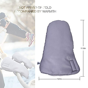 Evencaphy Stroller Gloves Universal Anti-Freeze Pram Hand Muffs Winter Gloves Pushchair Hand Warmers Water-Resistant with Stroller Hook, Grey