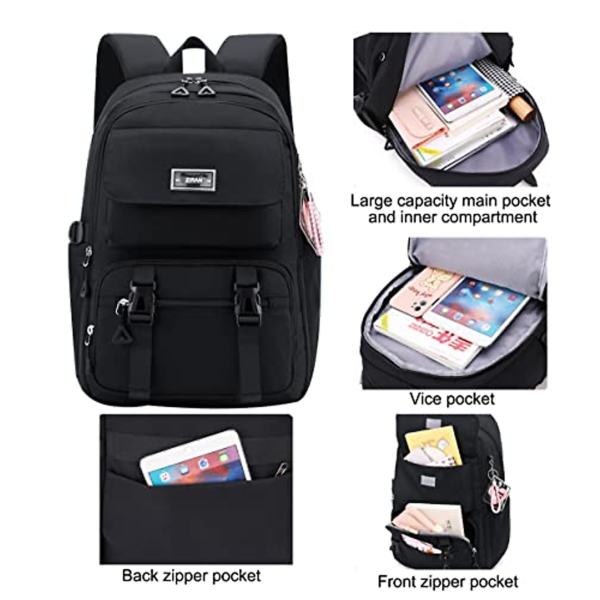 JiaYou Teen Girls Casual Backpack High Middle School Daypack Women Daily Travel Laptop Bag(2# Purple,35 Liters)