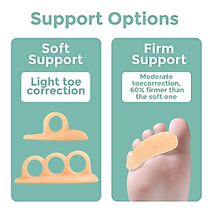 Welnove Hammertoe Corrector Gel Toe Straighteners - 8 Pcs Toe Support Pads Cushion - Realign Bent, Crooked, Curled, Claw, Hammer Toes - Firm Support