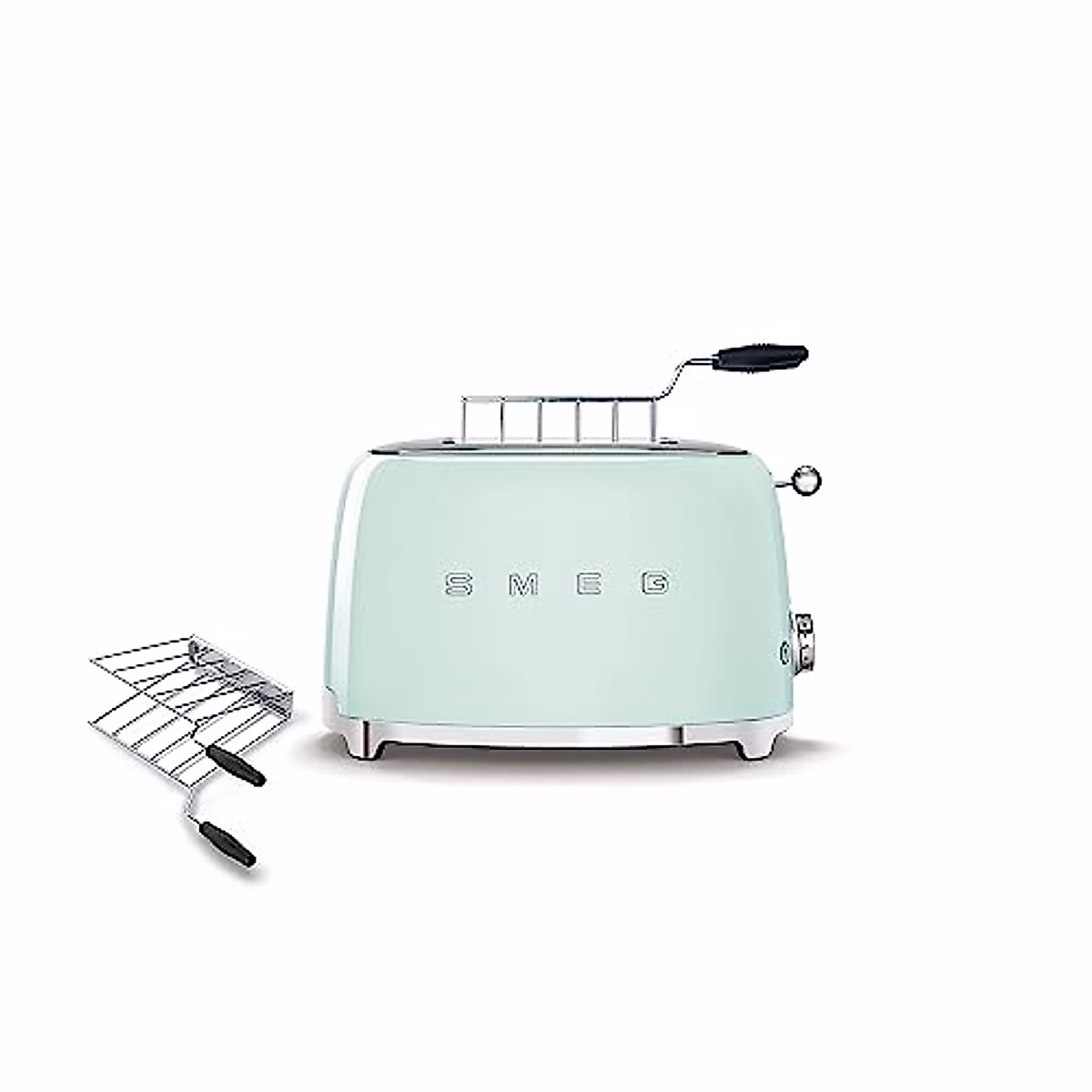 SMEG 2 Slice Toaster and Sandwich Rack Combo, Pastel Green