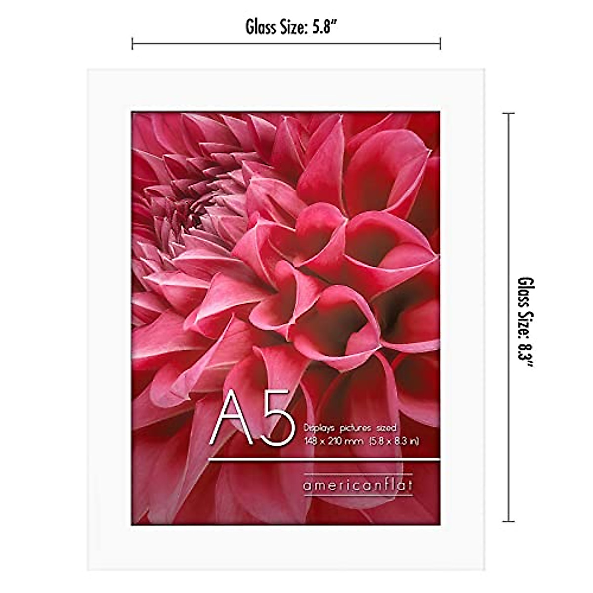 Americanflat A5 Picture Frame in White - Composite Wood with Shatter Resistant Glass - Horizontal and Vertical Formats for Wall and Tabletop - 5.8 x 8.3 in
