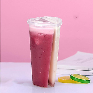 MILISTEN Heart- shaped Plastic Drink Cups with Lids, 20PCS Clear Double Enjoy Bubble Tea Cup Disposable Smoothie Coffee Mug Sharing Tumblers for Valentines Day Milk Tea Juice Champagne