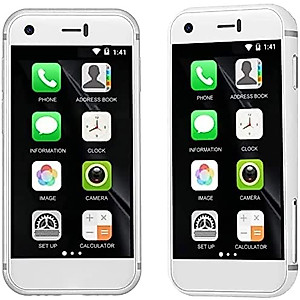 Hipipooo Super Small Mini Smartphone 3G Dual SIM Mobile Phone 1GB RAM 8GB ROM 5.0MP Quad Core Dual Standby Unlocked Small Phones Kids Phone Pocket 2.5 Inch Android Mini Cellphone (White)