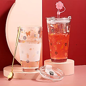 6pcs Straw Cover Cap Reusable Silicone Straw Toppers - Cute Dust-Proof Drinking Straw Tips Lids for 6-8mm Straws - Strawberry, Rainbow, Cloud, Cactus, Pink Sakura (straw covers cap 6 in 1)