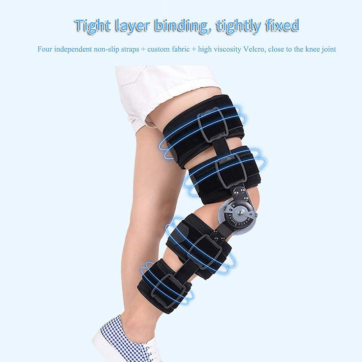 PHASFBJ Knee Joint Fixation, Adjustable Hinged Knee Joint Brace Knee Orthosis Support Knee Joint Stabilizer For Arthritis Joint Pain Meniscus Tear Knee Injury Recovery Fracture Splint,Right,M
